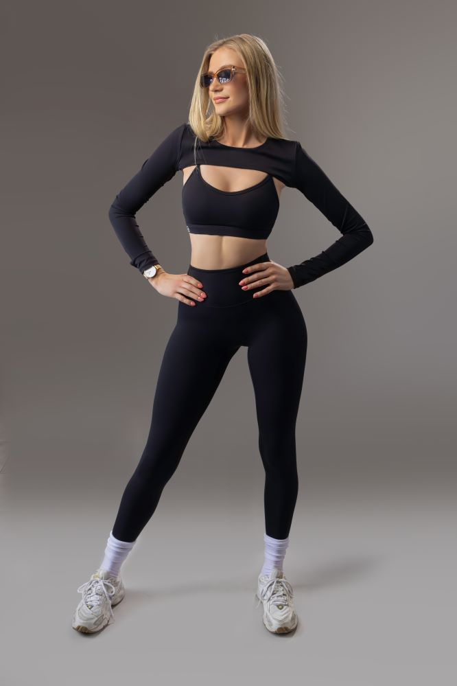 Black Crop Top Long Sleeves